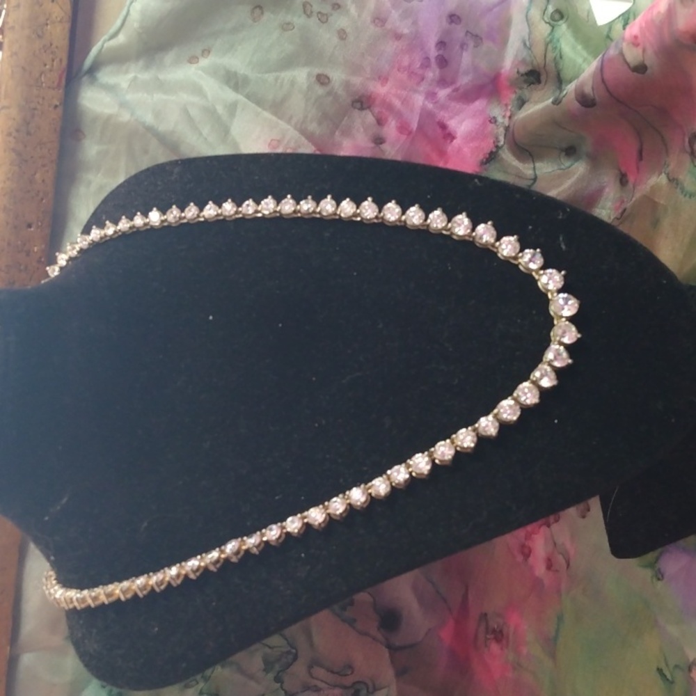 Sterling Silver Rhinestone Tennis Necklace - Gem